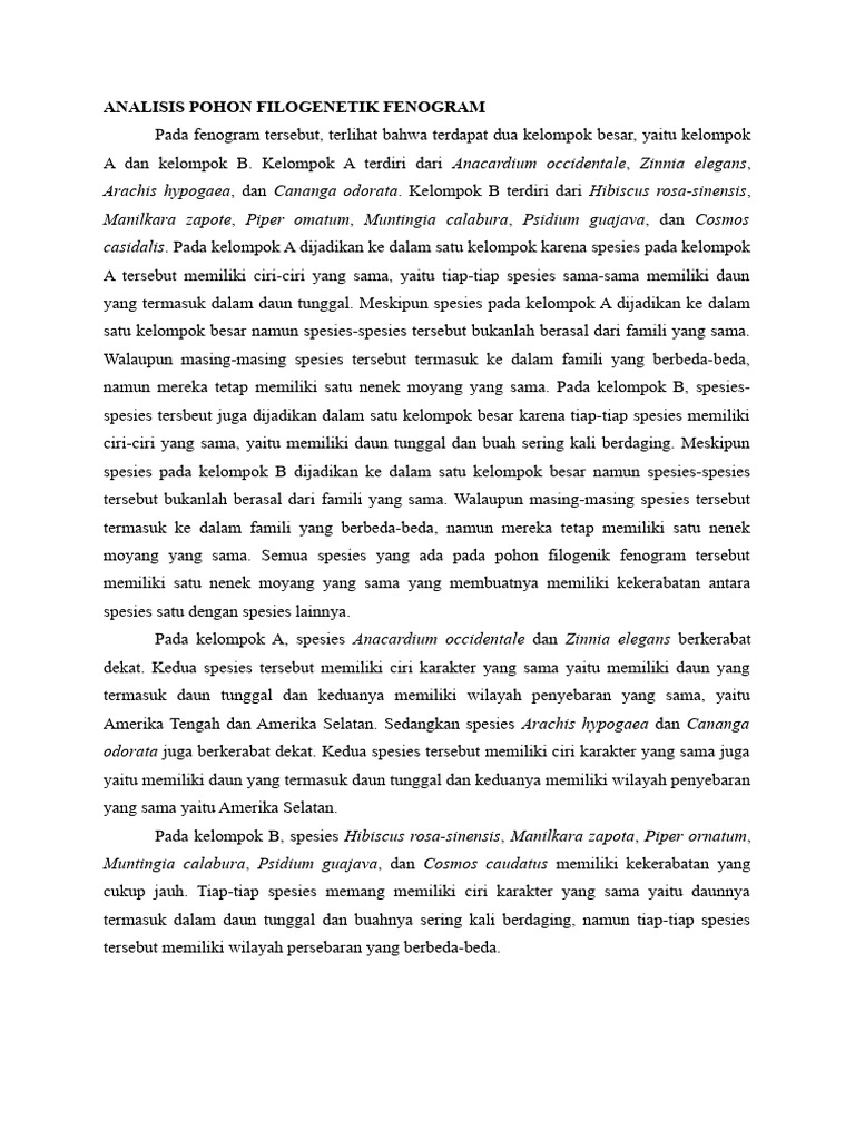 ANALISIS POHON FILOGENETIK FENOGRAM | PDF