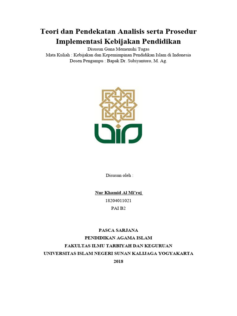 Teori Dan Pendekatan Analisis Serta Prosedur Implementasi Kebijakan Pendidikan | PDF