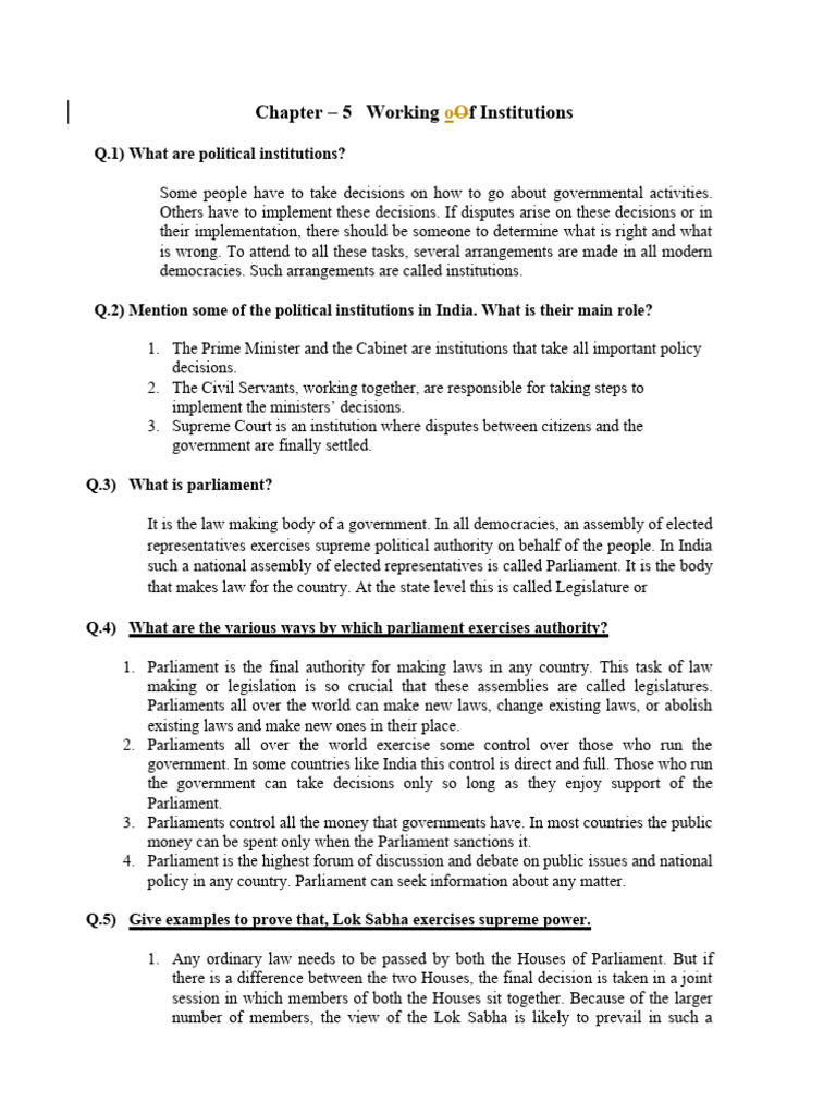Working of Institutions notes | PDF | Judiciaries | Supreme Court Of ...