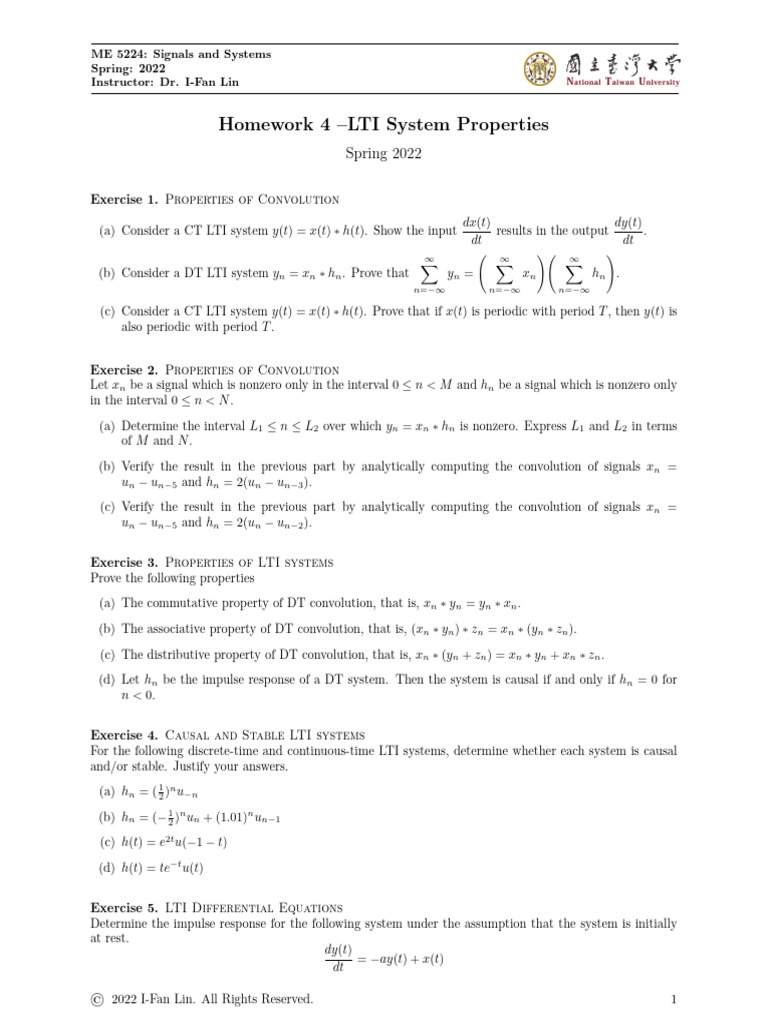 LTI System Properties and Exercises | PDF | Science & Mathematics ...
