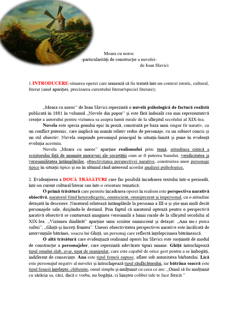 Moara Cu Noroc-Particularităti Ale Operei | PDF