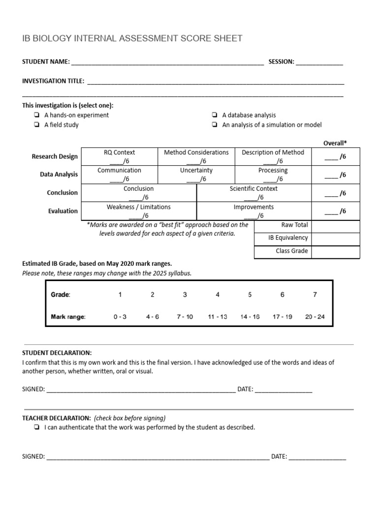2025 Internal Assessment Score Sheet | PDF | Methodology | Statistics