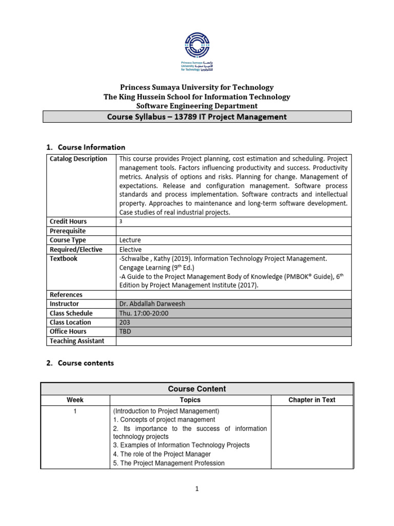 PM Syllabus | PDF | Project Management | Risk