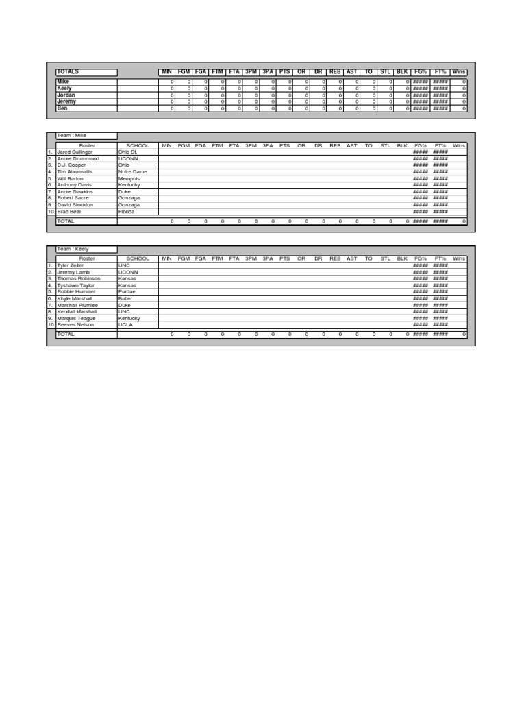 Basketball Team Rosters & Stats | PDF | Sports & Recreation