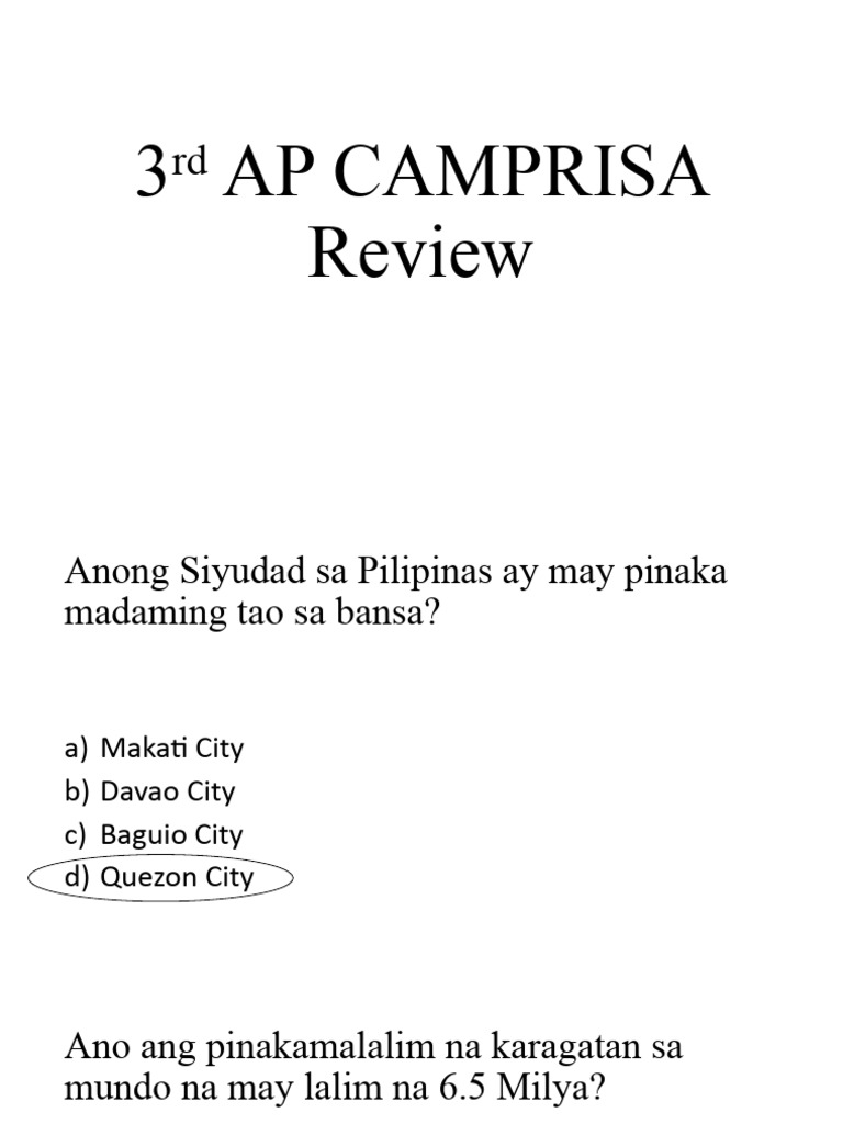 3rd AP CAMPRISA Review | PDF