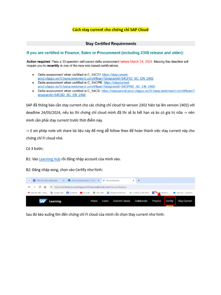 Cách-stay-current-cho-chứng-chỉ-SAP-Cloud | PDF
