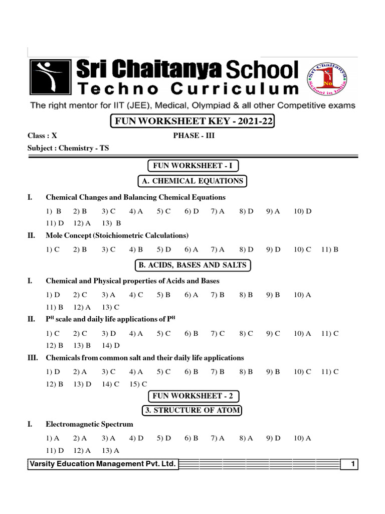 Class 7 Chemistry Answer Key | PDF | Chemistry | Quantum Mechanics
