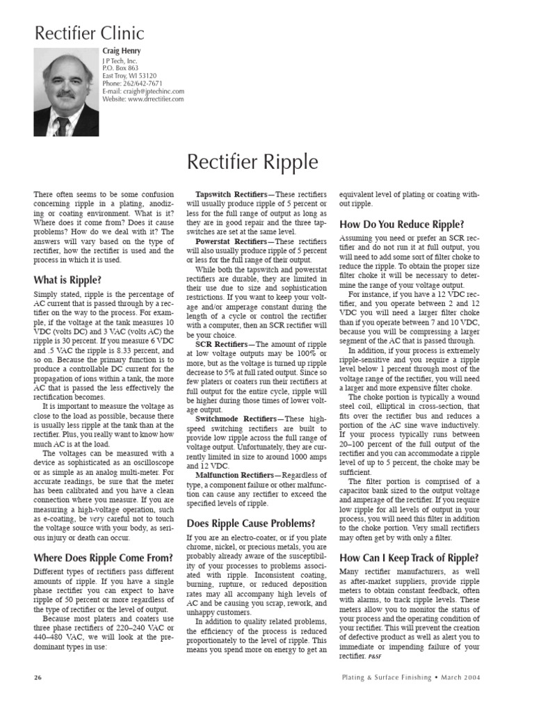 Rectifier Ripple Test | PDF | Rectifier | Physical Quantities