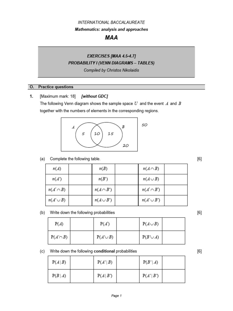 IB Math: Probability Exercises | PDF | Mathematics