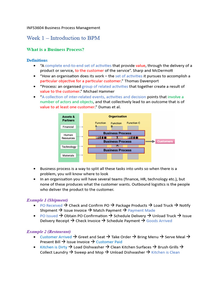 INFS3604 Business Process Management | PDF | Business Process ...