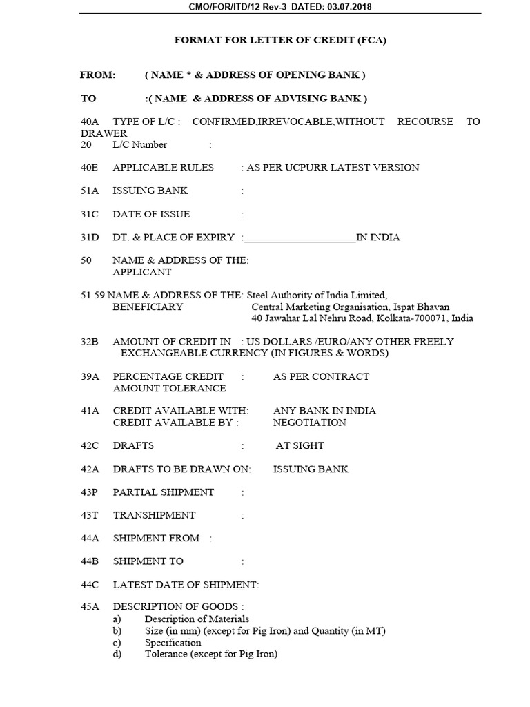 4-LC-FORMAT | PDF | Letter Of Credit | Receipt
