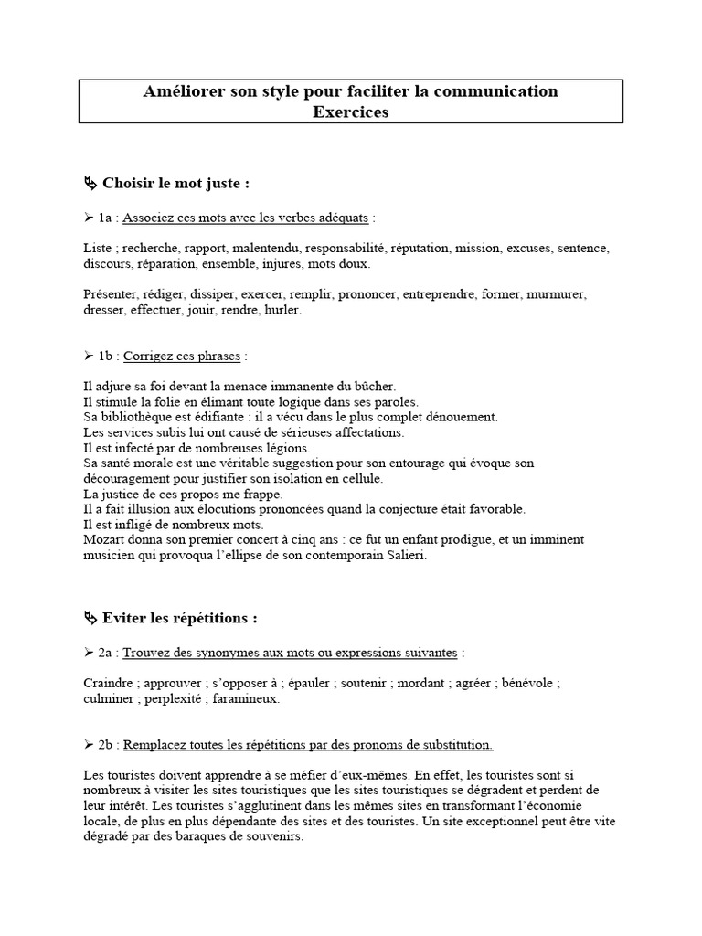 Exercices Communication | PDF