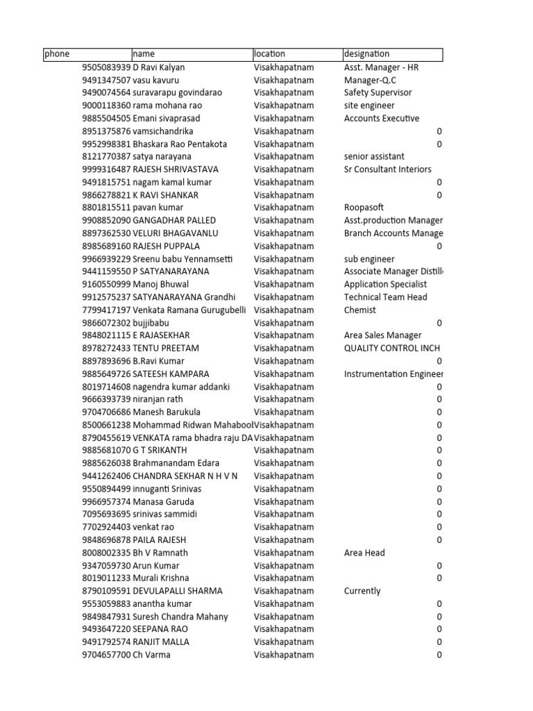 VIsakhapatnam Salaried - Sample Data WF | PDF