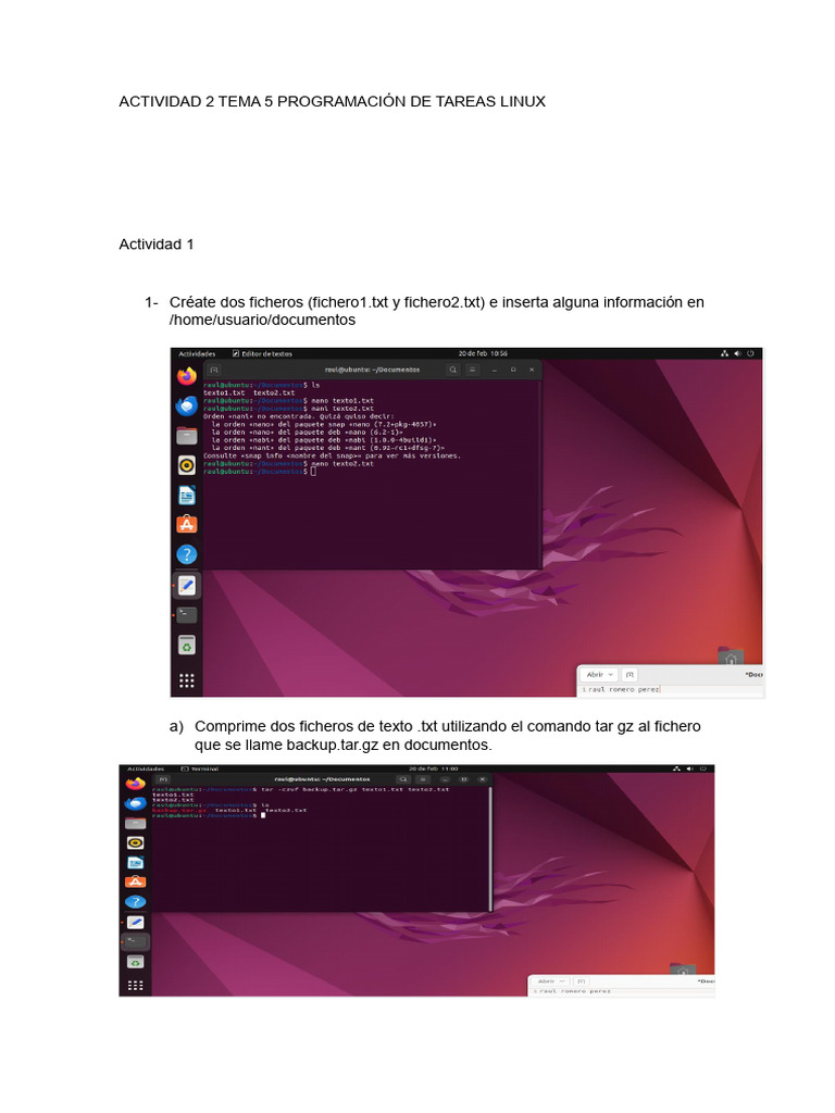 Actividad 2 Tema 5 Programación de Tareas Linux | PDF