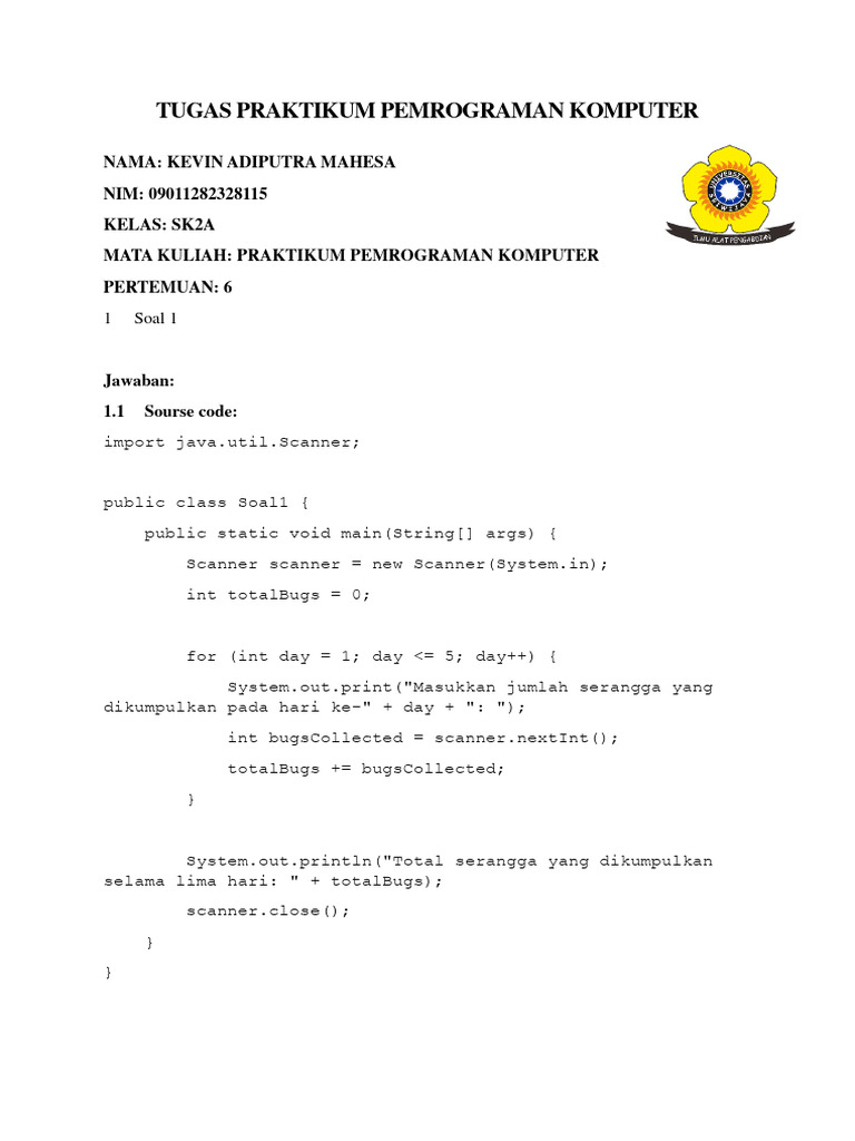 Tugas Praktikumm Pemrograman Komputer | PDF | Systems Engineering | Computer Programming