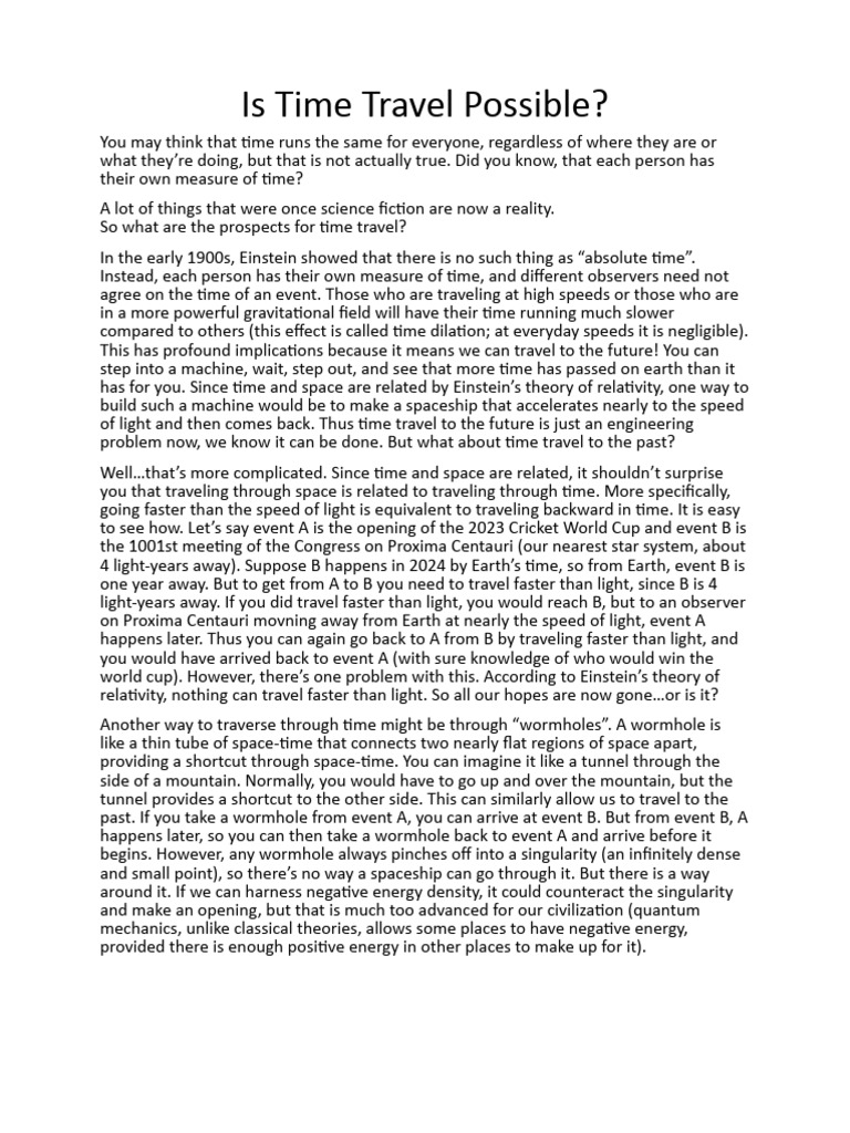 Is Time Travel Possible? (Part 1) | PDF | Time | Time Travel