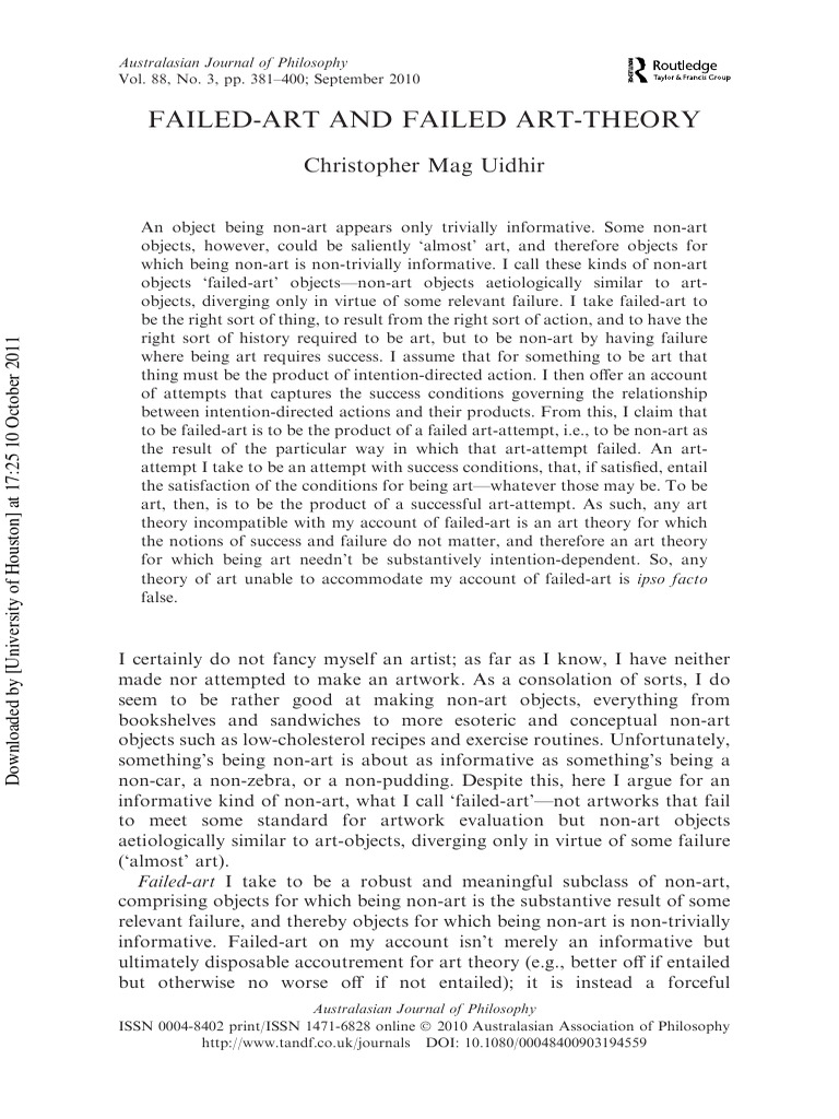 Failed Art and Failed Art Theory | PDF | Intention | Cognition