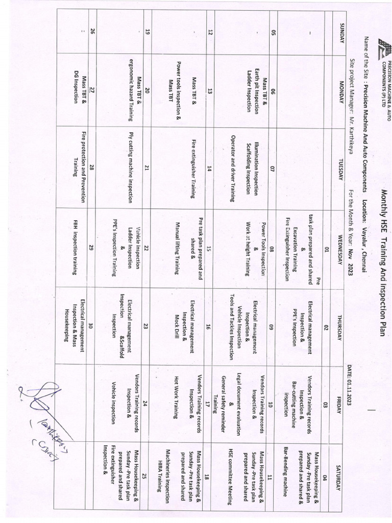 Monthly Activity Plan- Nov 2023 | PDF