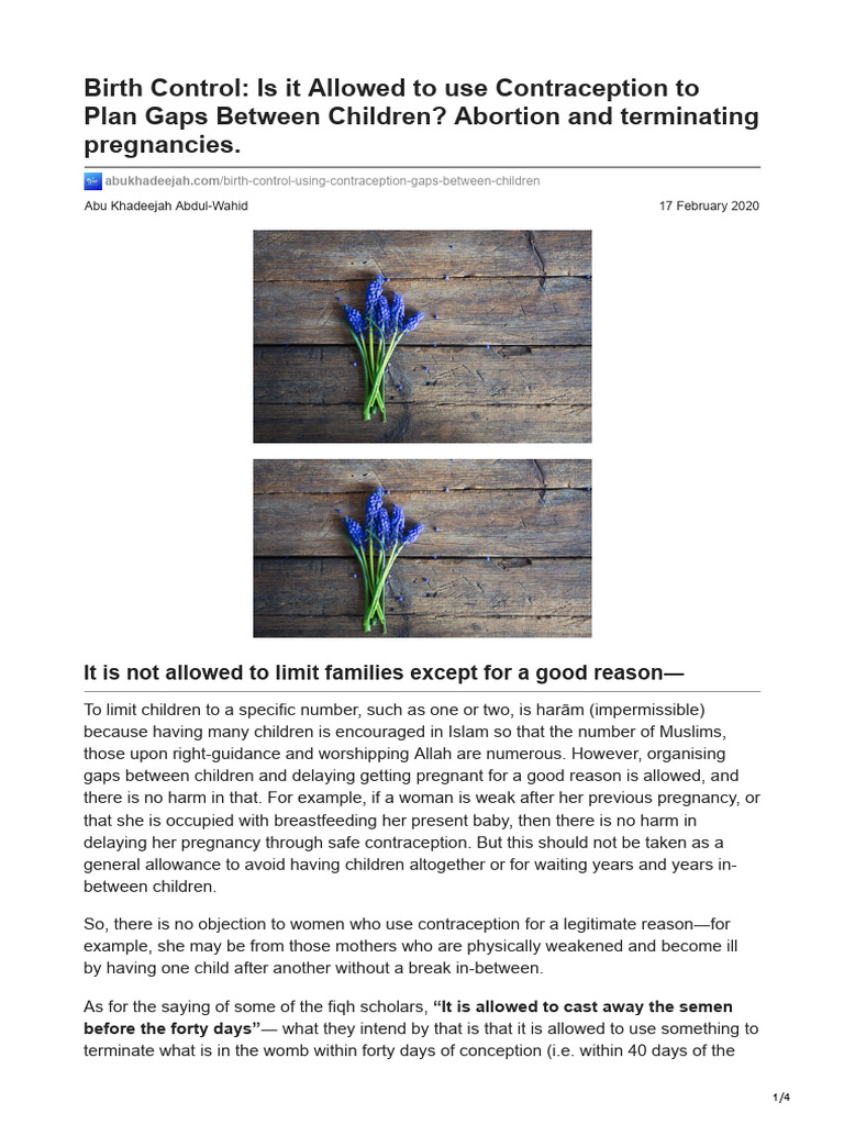 Birth Control Is It Allowed To Use Contraception To Plan Gaps Between Children Abortion and ...