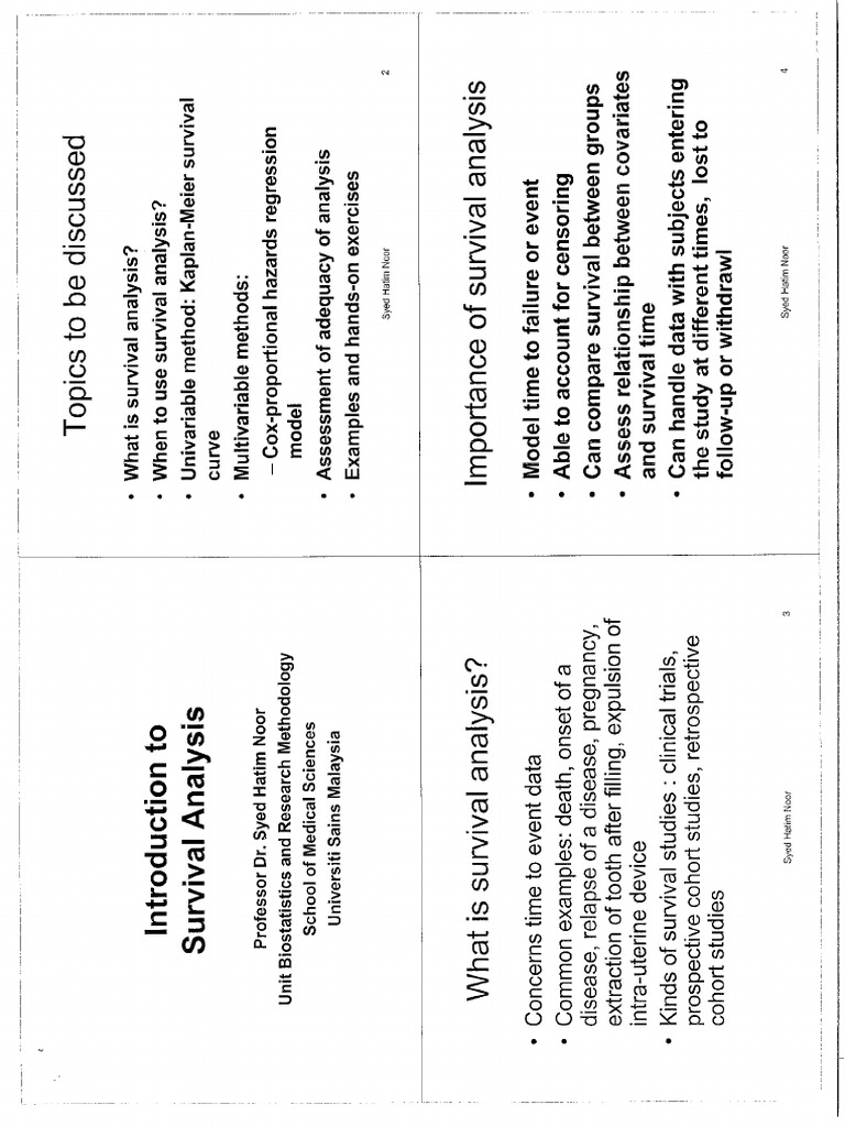 Introduction To Survival Analysis | PDF