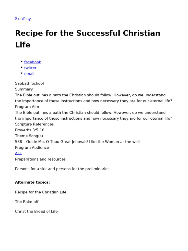 Recipe For The Successful Christian Life | PDF | Breads | Baking