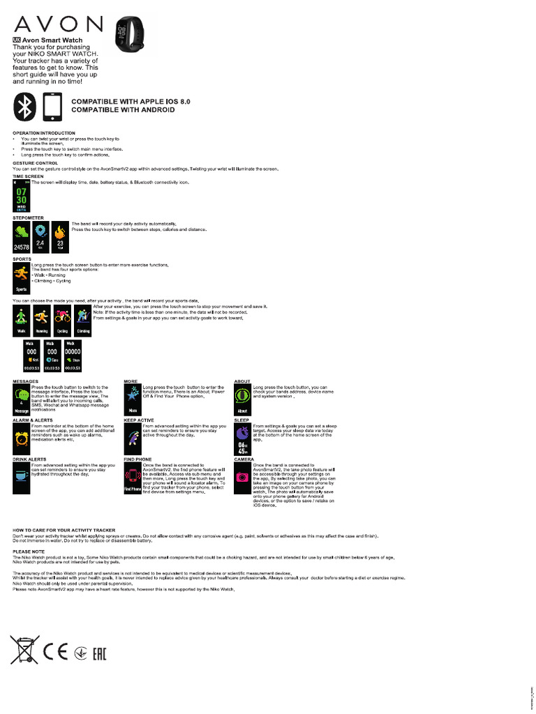 Niko Smart Watch Instructions | PDF