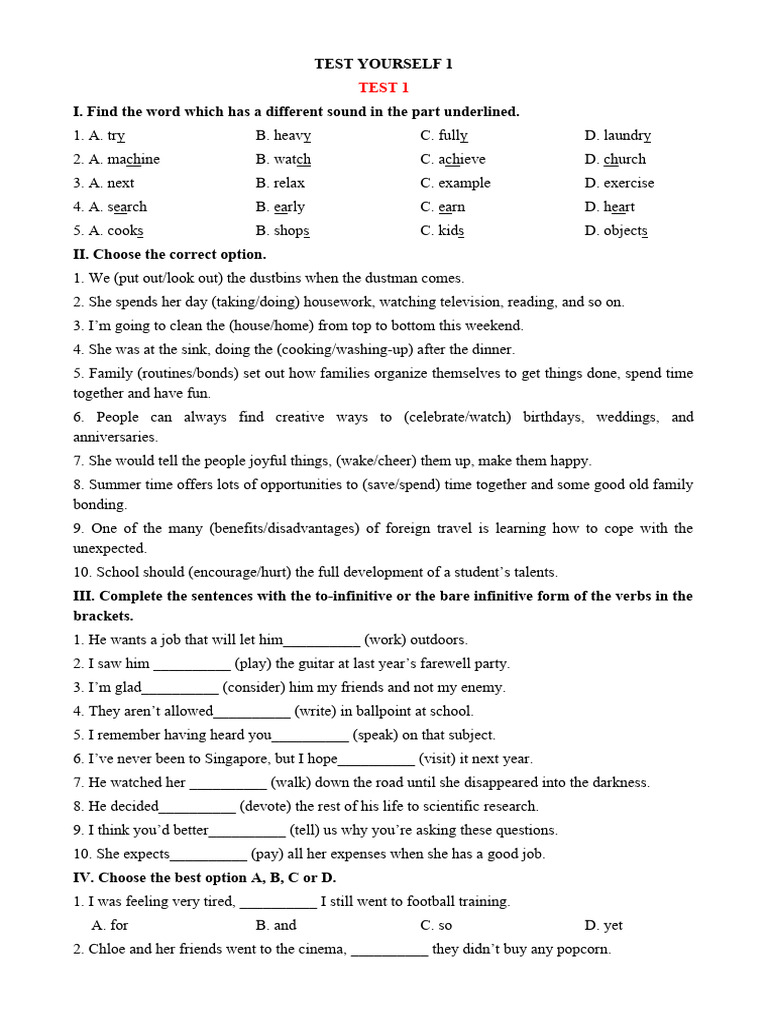 Test Yourself 1 | PDF