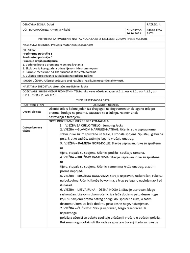 Antonija Nikolić - Priprema 4. Razred | PDF