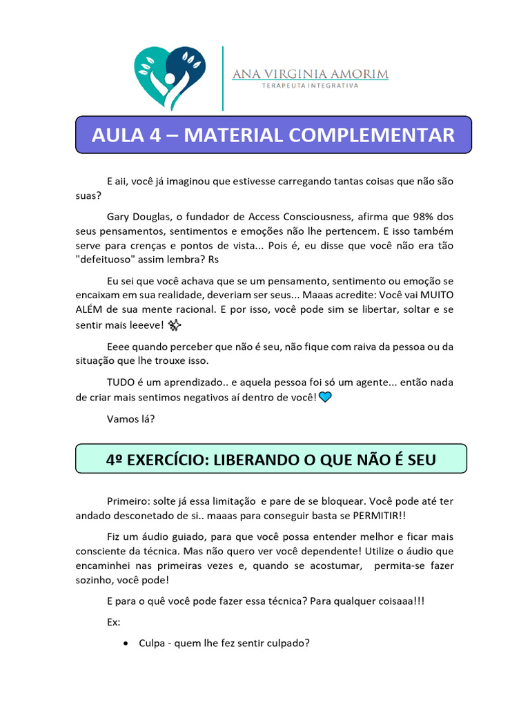 Aula 4 - Material Complementar | PDF | Pensamento | Sentimento