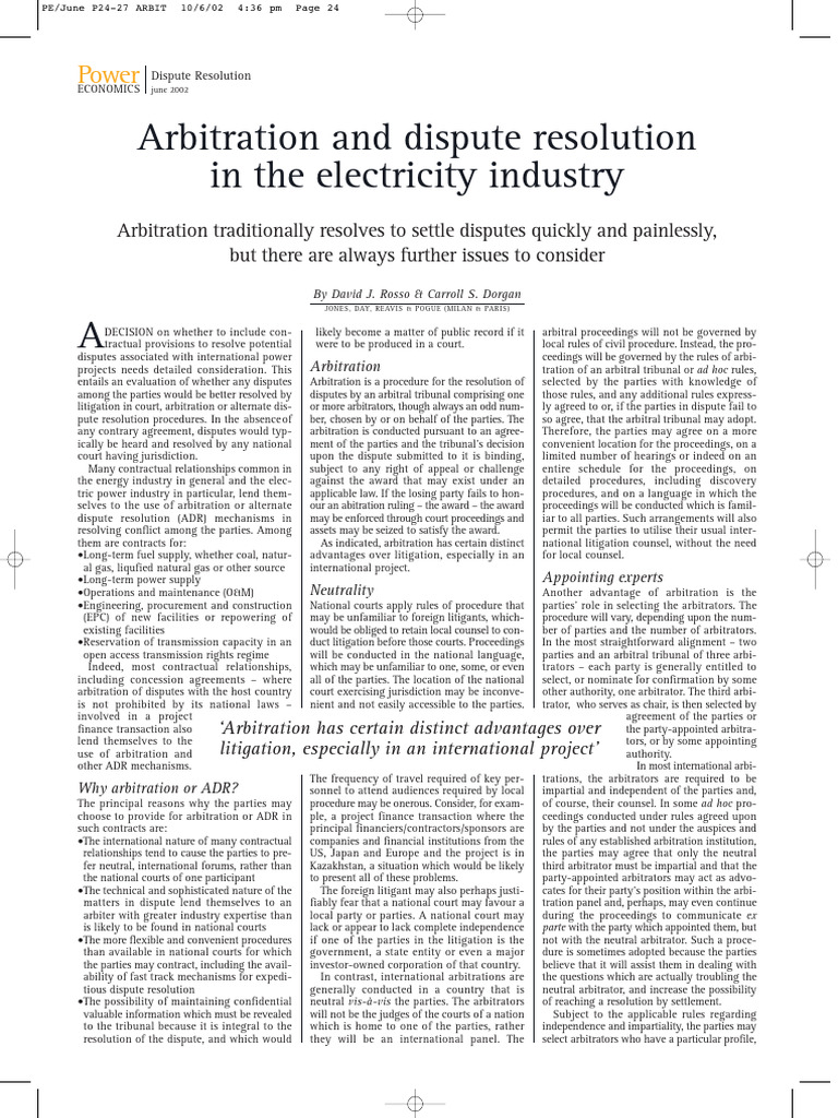 Arbitration Electricity | PDF | Arbitration | Alternative Dispute Resolution
