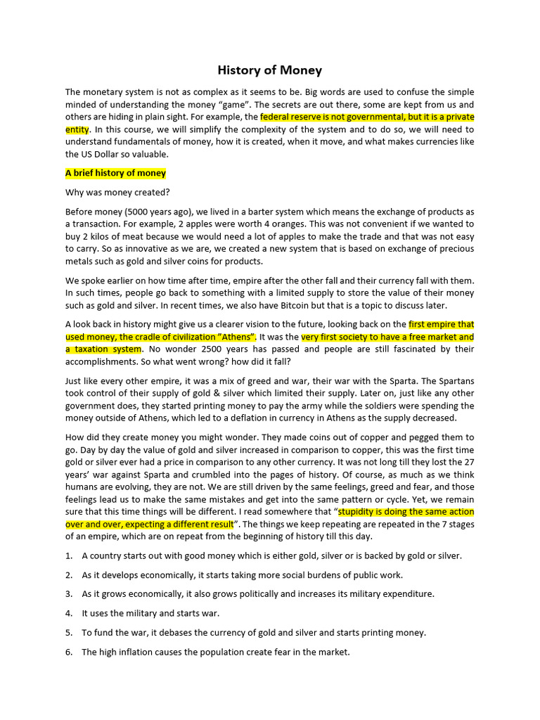 1 History of Money | PDF | Money | United States Dollar