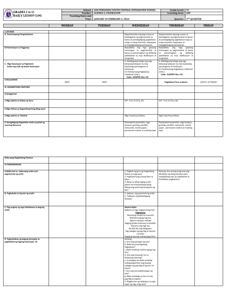 DLL - Esp 6 - Q3 - W1 | PDF