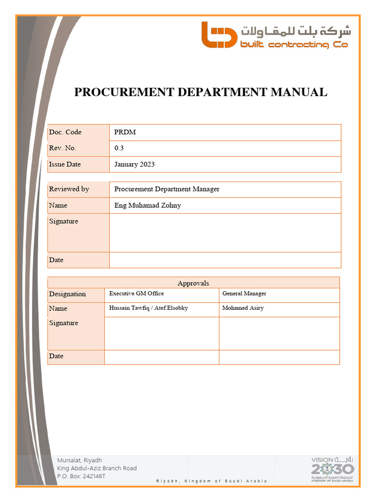 Procurement Department Manual | Download Free PDF | Procurement | Logistics