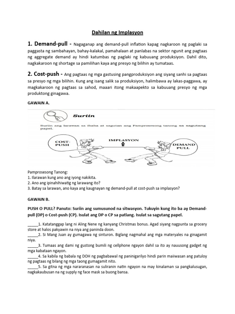 AP 9 - Activity (Dahilan NG Implasyon | PDF
