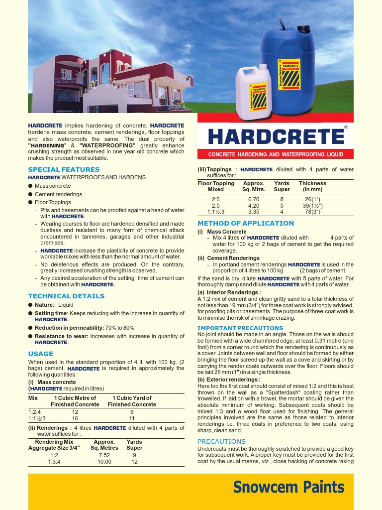 Hardcrete: Waterproofing & Strengthening | PDF | Sand | Concrete