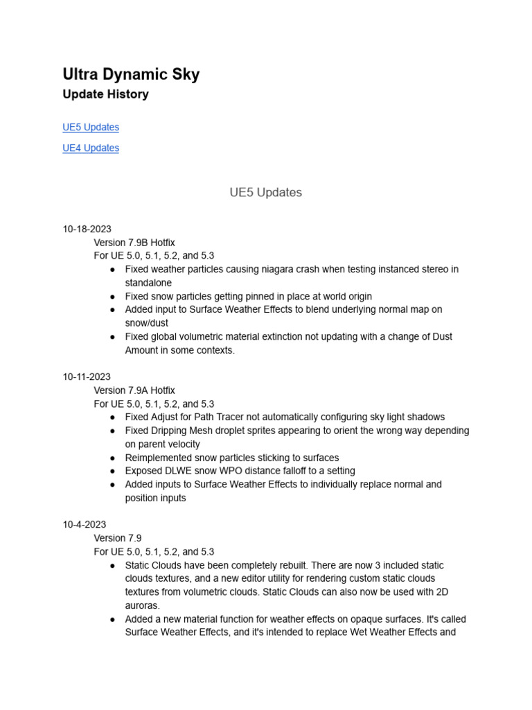 Ultra Dynamic Sky - Change Log | PDF | Sky | Cloud