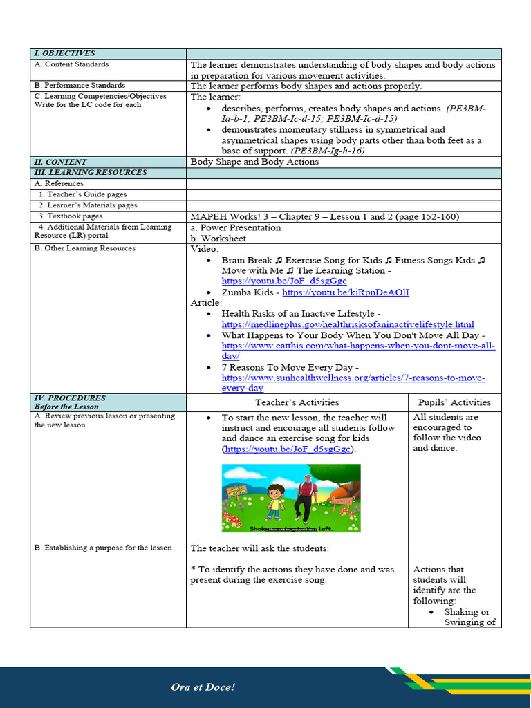 LP Mapeh | PDF | Learning | Teachers