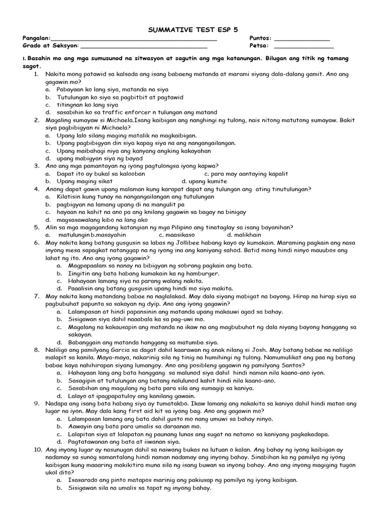 Summative Test Esp 5 Pdf