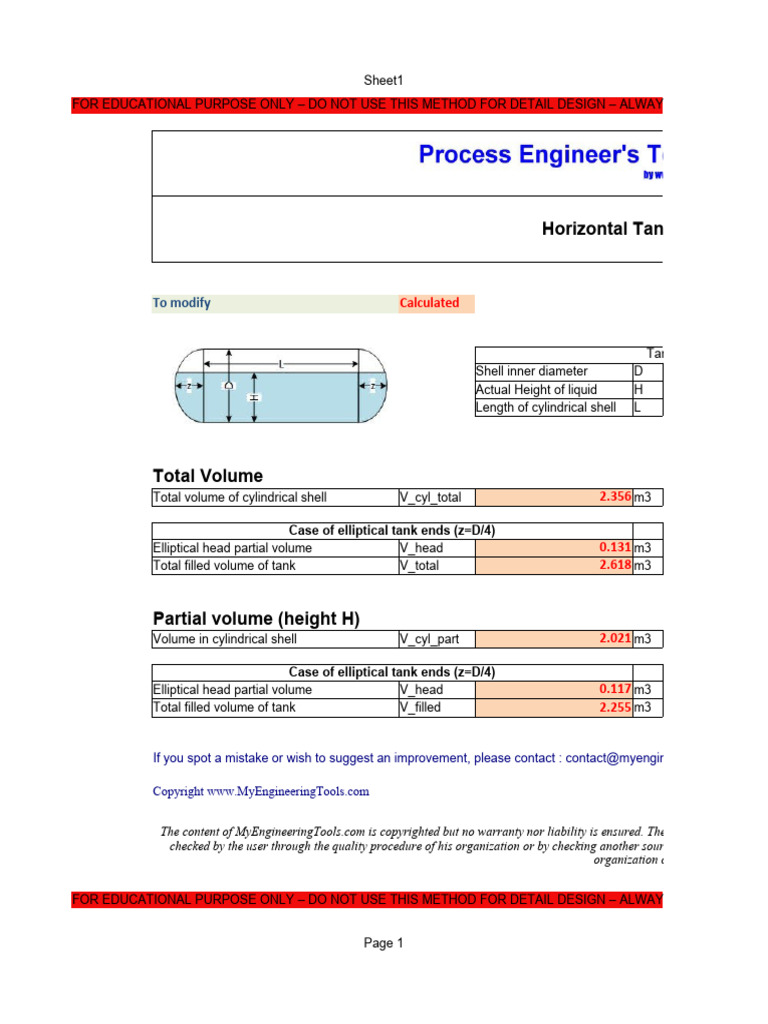 Horizontal Tank Volume Calculator | PDF | Volume