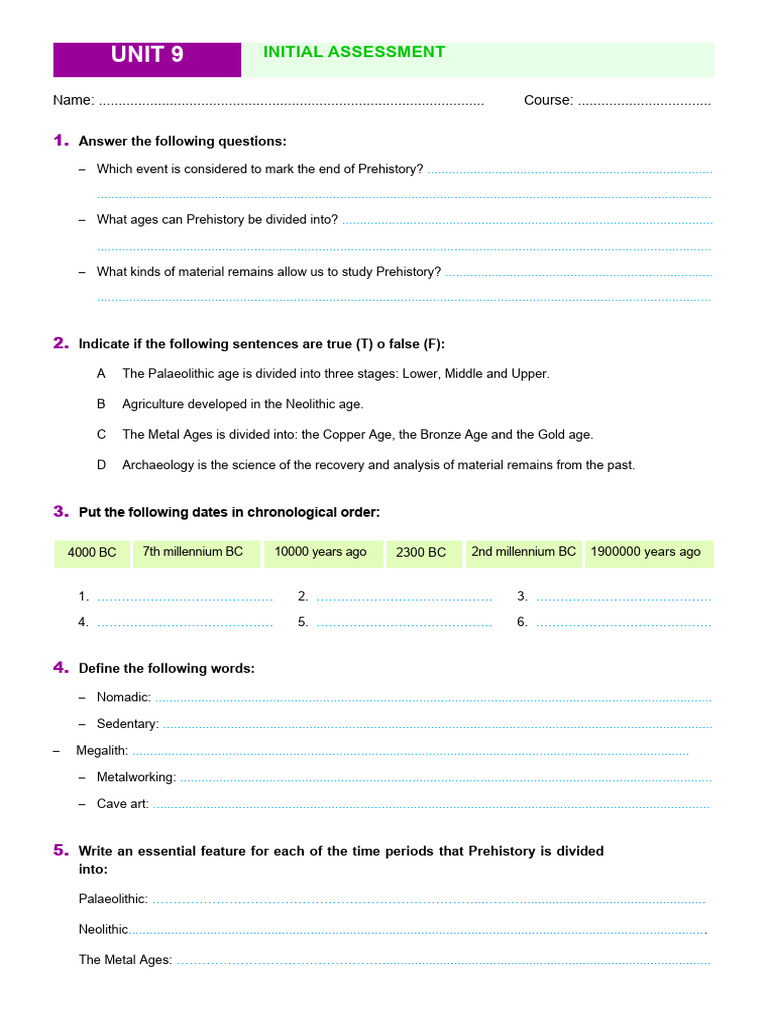 Activities Unit 1 History | PDF | Homo | Archaeology