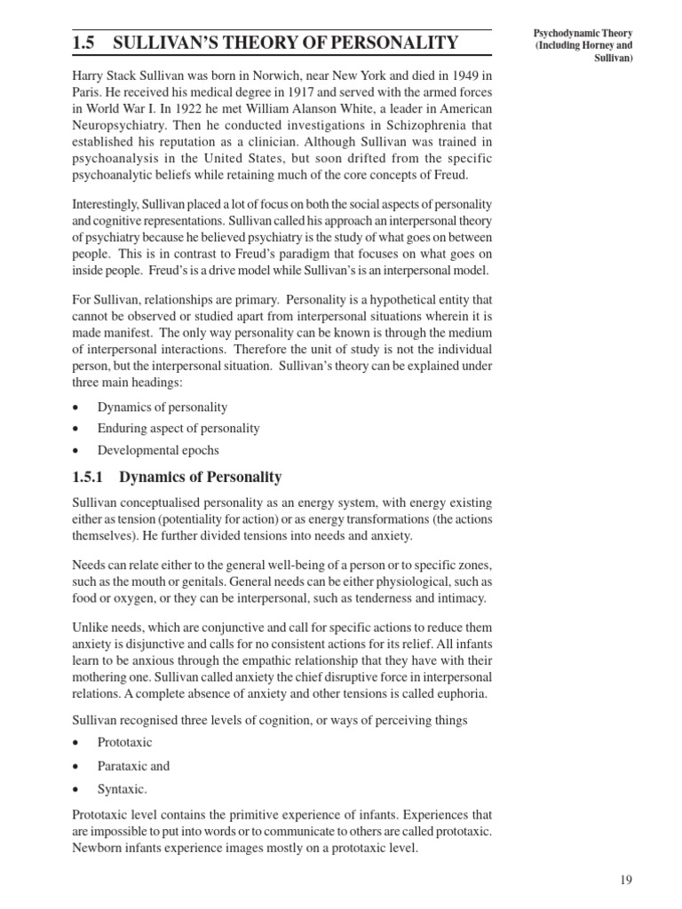 Henry Stack Sullivan | PDF | Id | Cognition
