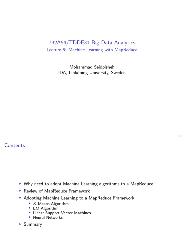 Lecture8-MapReduce-2023 | PDF | Map Reduce | Support Vector Machine