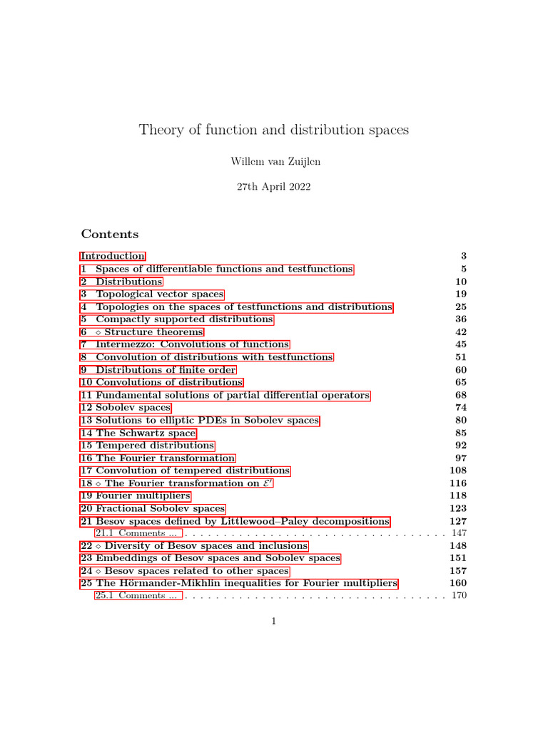 2022 APRIL LN Theory of Function Spaces | PDF | Distribution ...