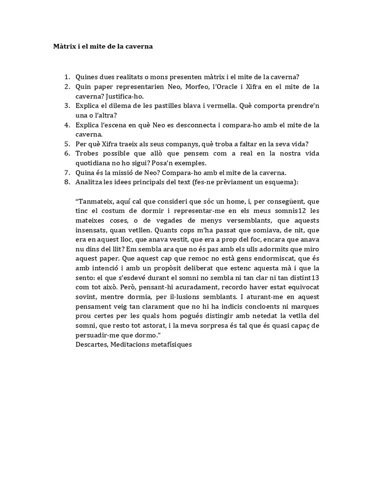 Màtrix I El Mite de La Caverna | PDF