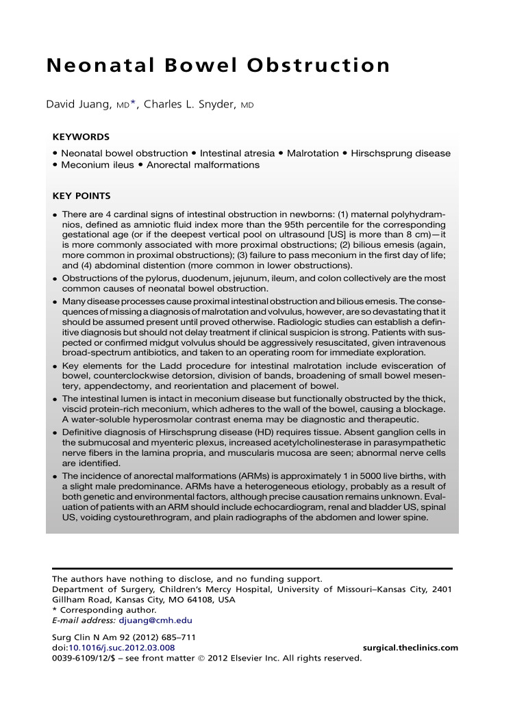 Neonatal Obstruction | PDF | Gastrointestinal Tract | Diseases And ...