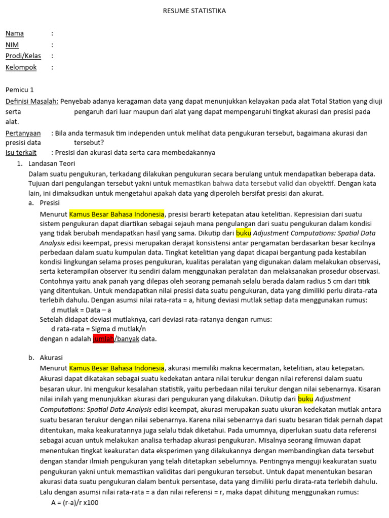 Resume Statistika | PDF