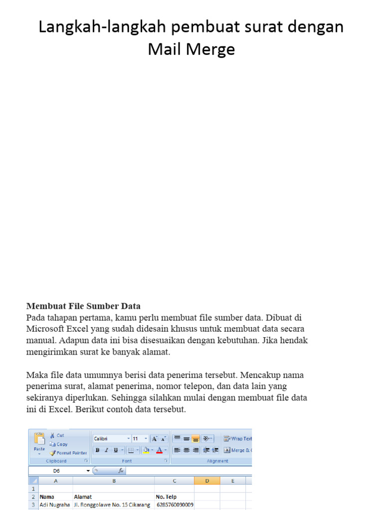 Langkah-langkah Pembuat Surat Dengan Mail Merge | PDF