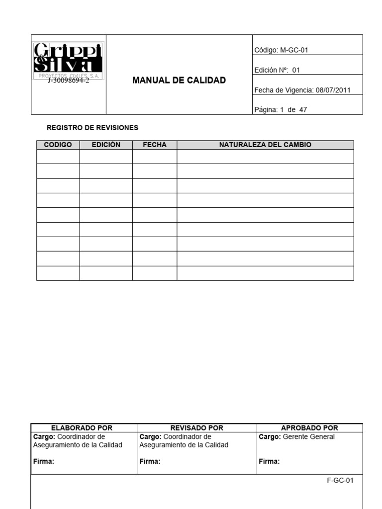 M-GC-01 MANUAL DE CALIDAD | PDF | Calidad (comercial) | Gestión de la calidad