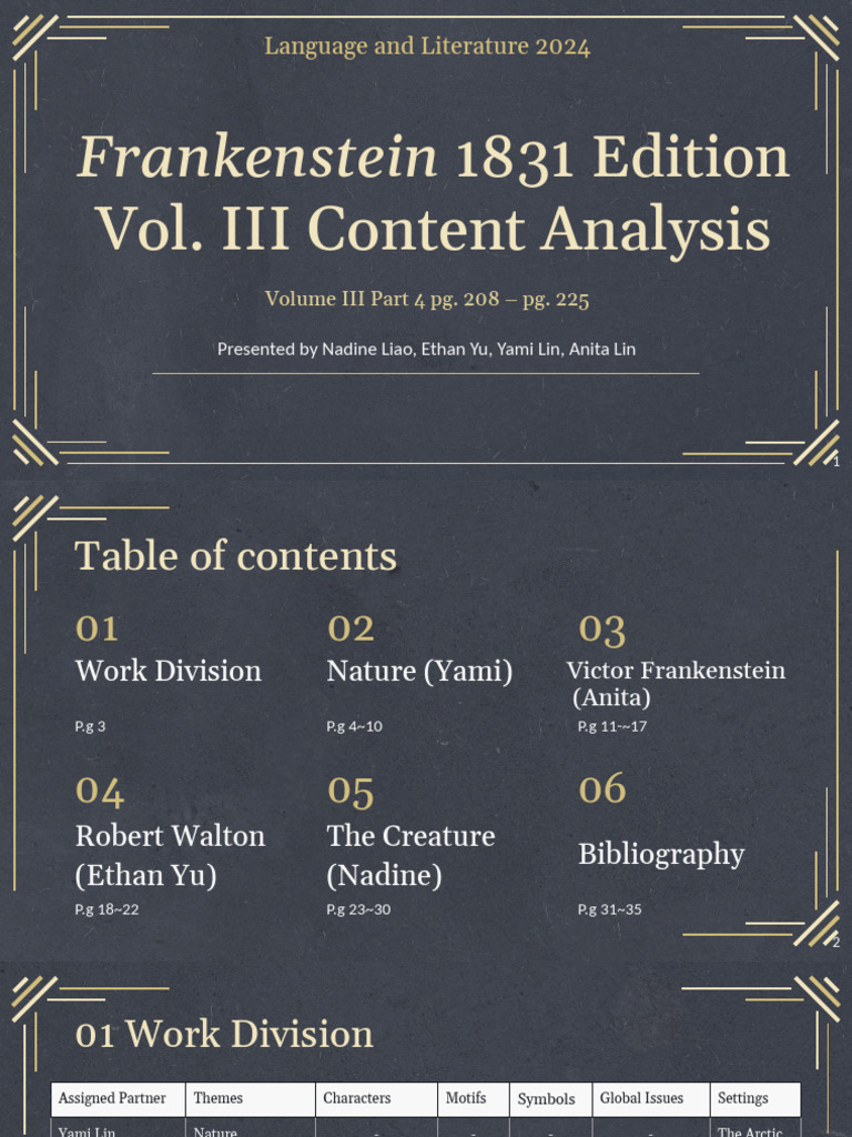 Frankenstein 1831 Edition Content Analysis - Nadine Liao, Ethan Yu ... Frankenstein 1831 Edition Content Analysis - Nadine Liao, Ethan Yu ...
