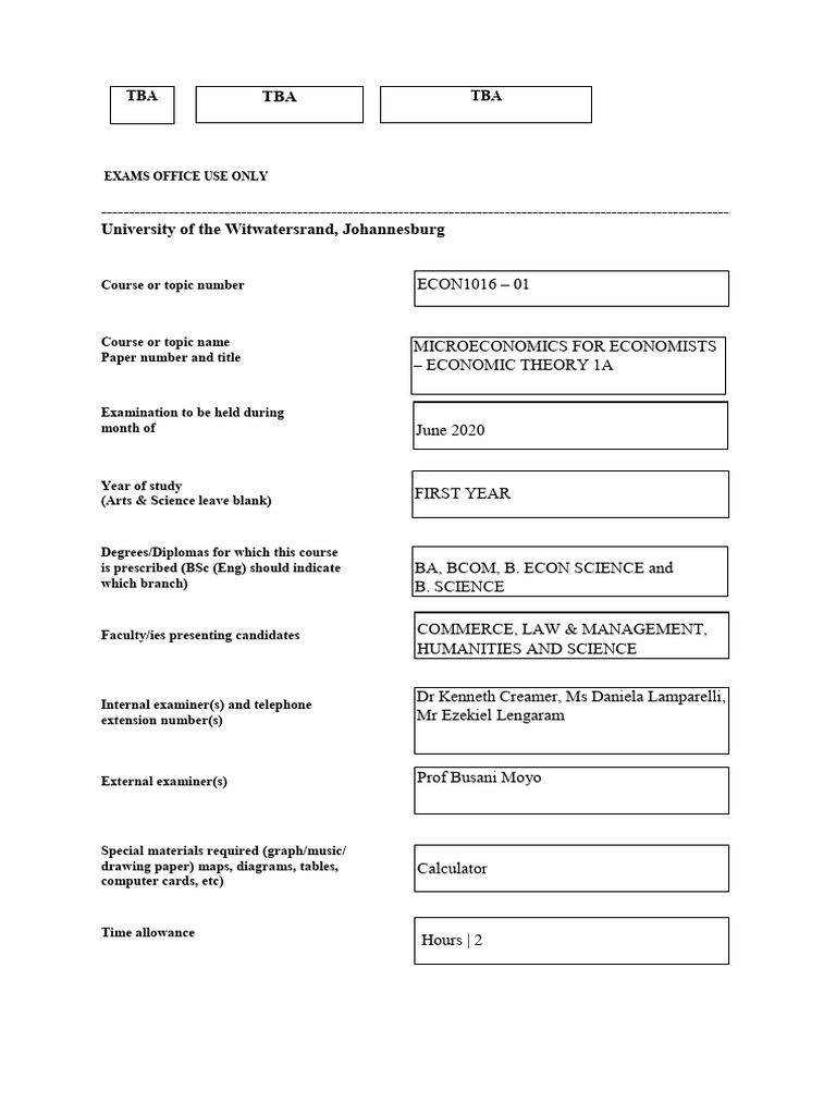 ECON 1016 Exam 2020. Main - Memo (Final) | PDF | Monopoly | Demand